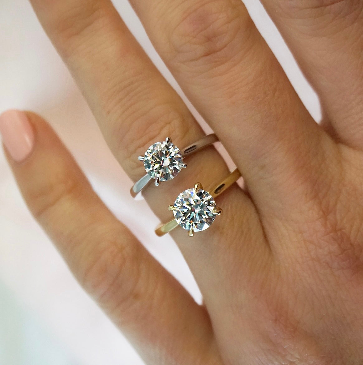 Ashley-Rose Gold-Round Brilliant Cut Four Claw Set Solitaire Diamond E ...