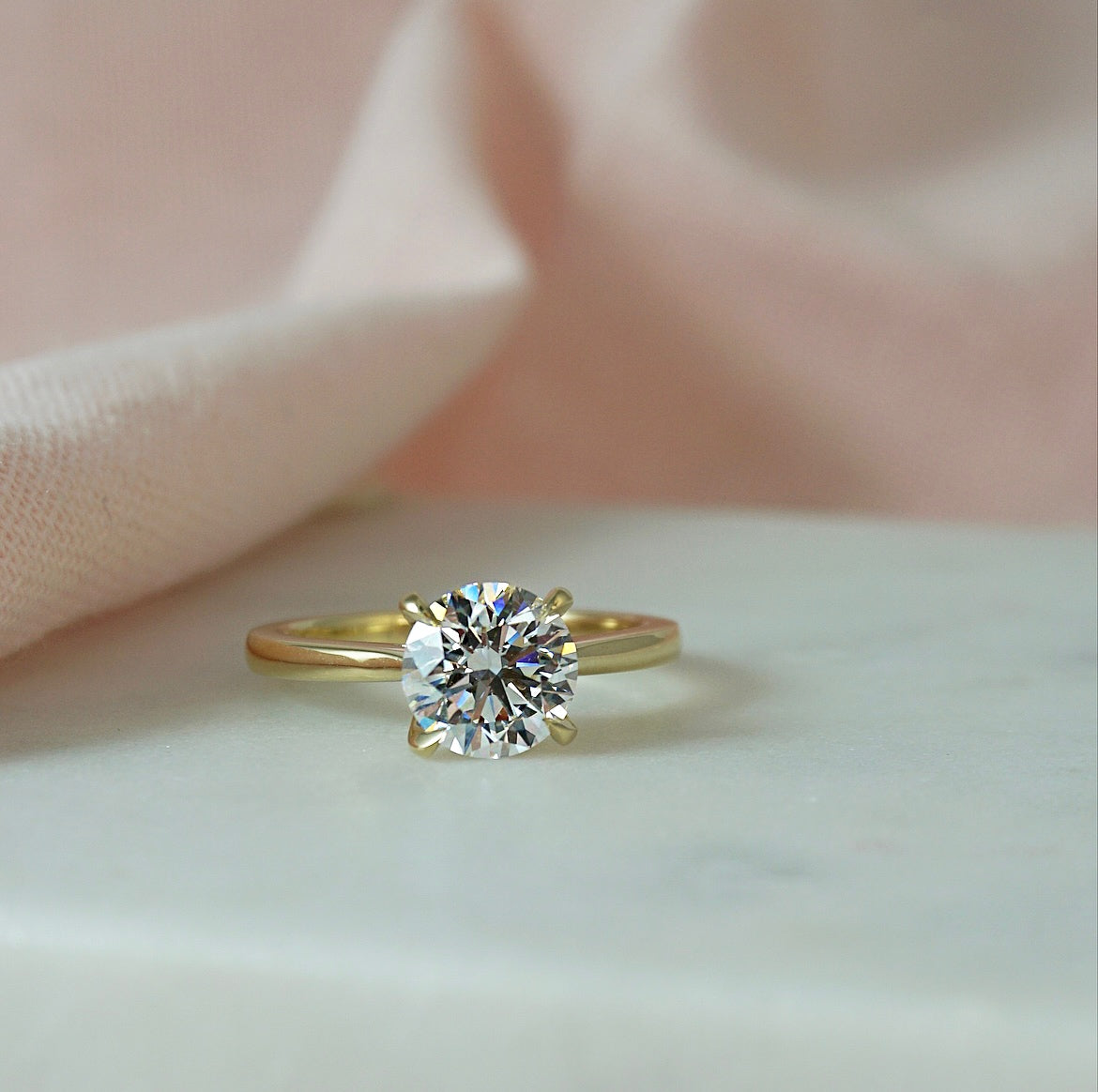 Ashley-Rose Gold-Round Brilliant Cut Four Claw Set Solitaire Diamond E ...