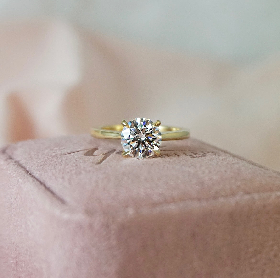 Ashley-Rose Gold-Round Brilliant Cut Four Claw Set Solitaire Diamond E ...