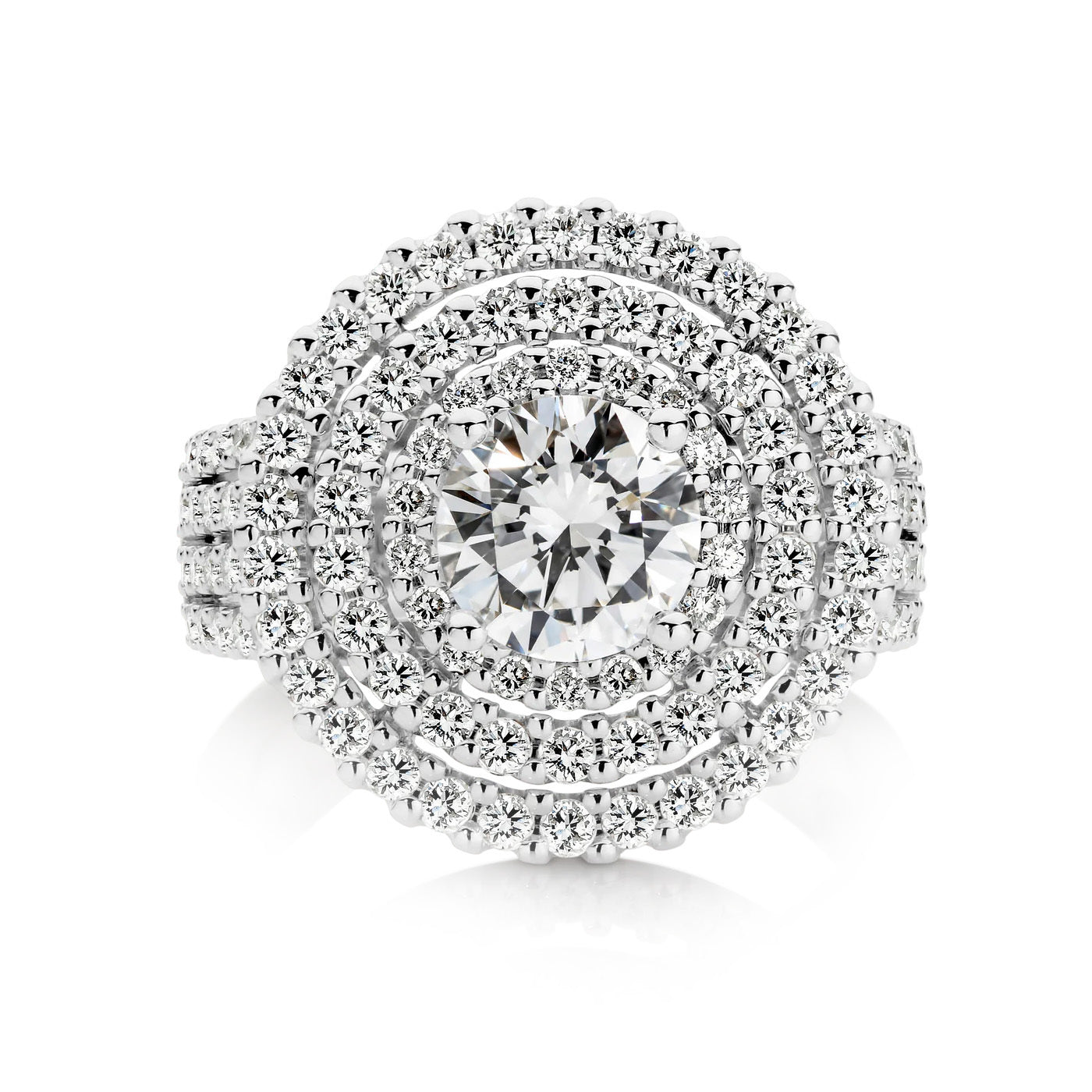 'Trinity' Triple Halo Diamond Statement Ring – 18ct White Gold – York ...