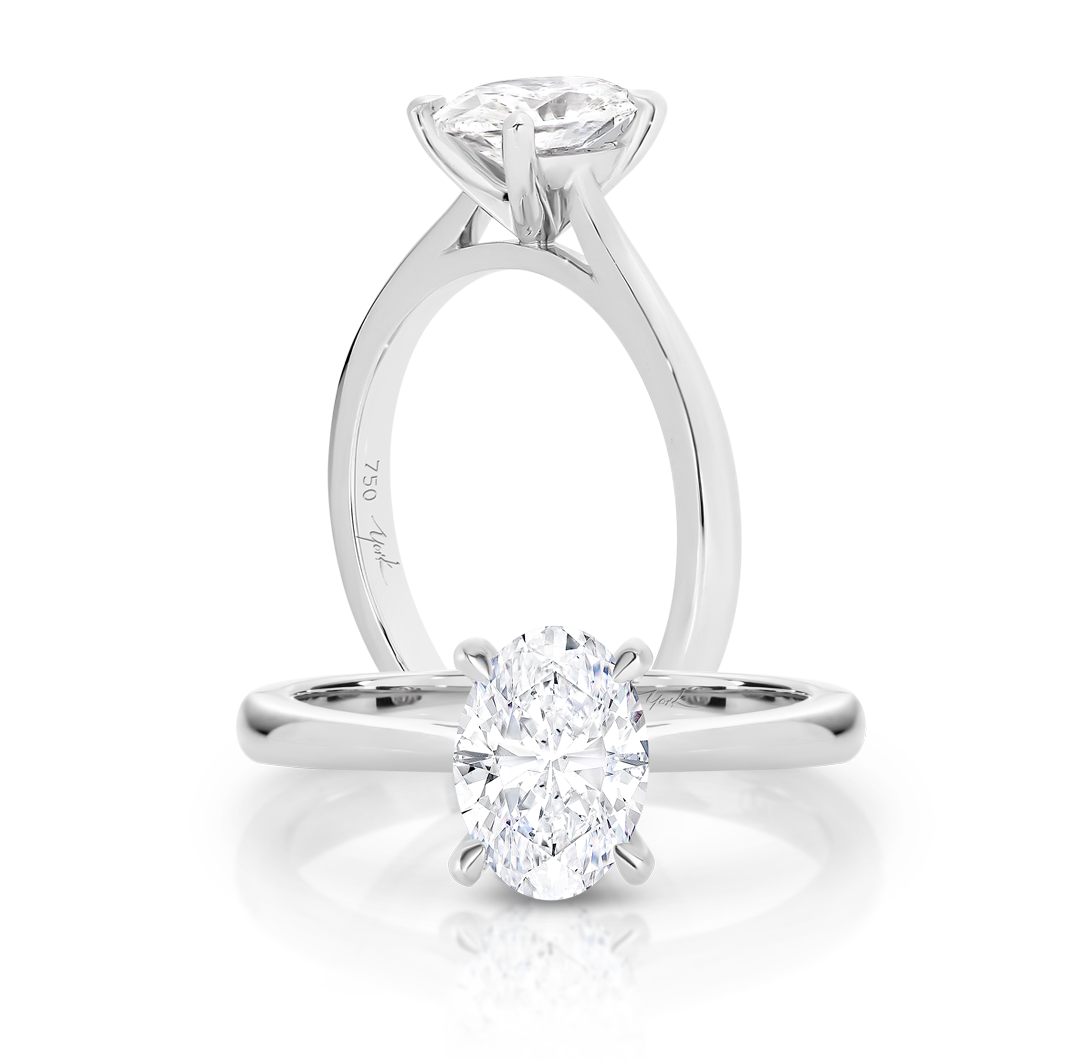 Olivia-Oval Shape Solitaire Diamond Engagement Ring in White Gold ...