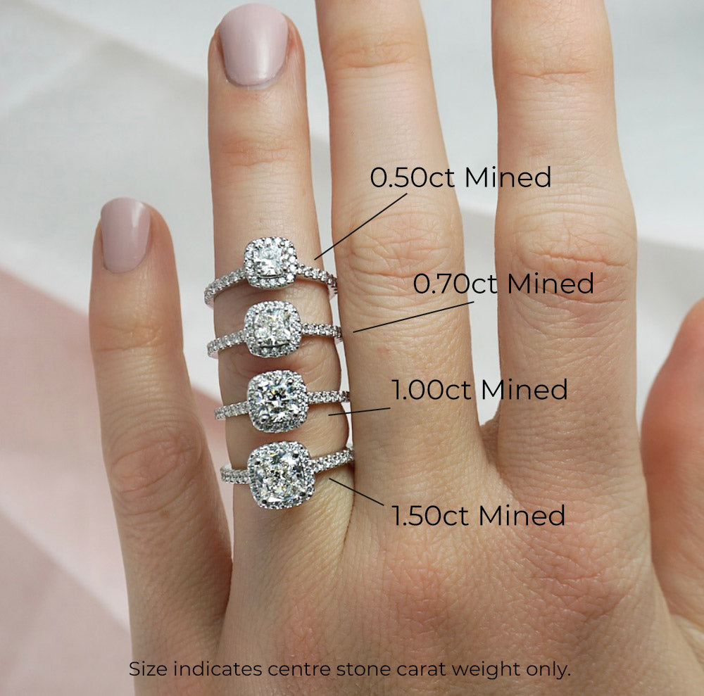 Claire-White Gold-Cushion Cut Diamond Halo Engagement Ring with Diamon ...